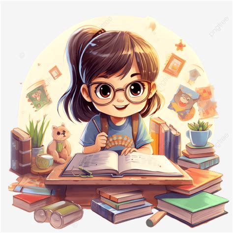 Girl Studying Animated