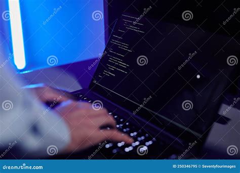 Man Setting Up Computer Network Stock Image Image Of Neon Programmer