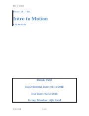 Phy Lab Intro To Motion Docx Intro To Motion Physics Intro To Motion Lab