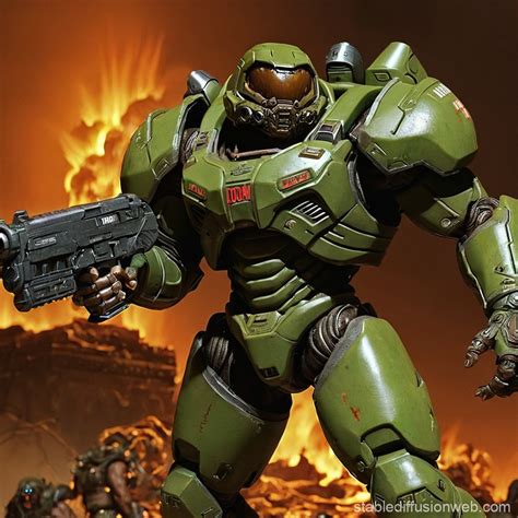 Doom Game Character Holding Gun Sprite Stable Diffusion Online