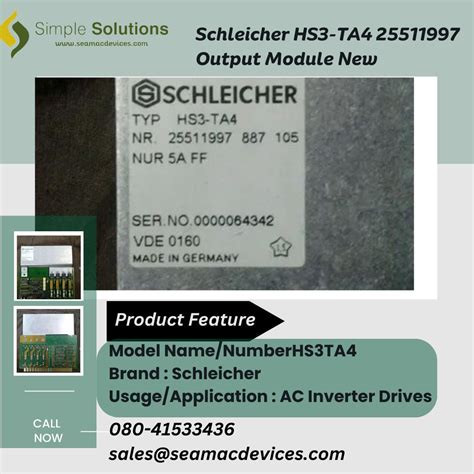 Schleicher Hs3 Ta4 25511997 Output Module New Product Feature Model