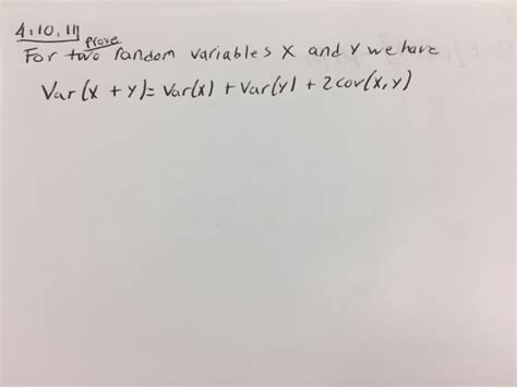 solved for two prove random variable x and y we have var x