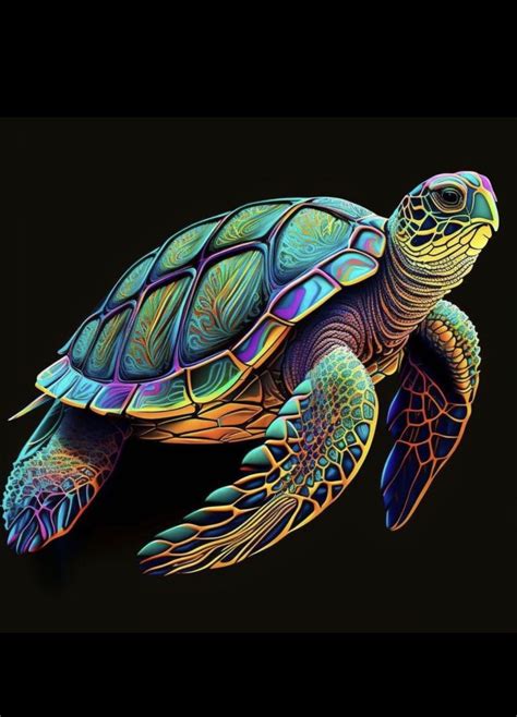 Colorful Sea Turtle Art