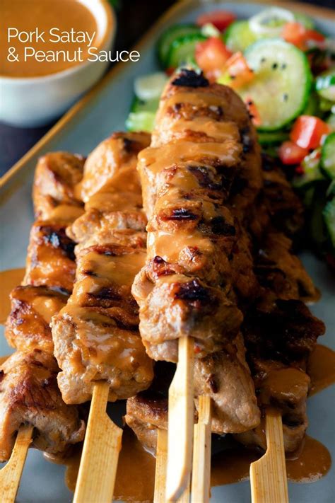 Pork Satay With Peanut Sauce Recipe Cooked Pork Recipes Pork