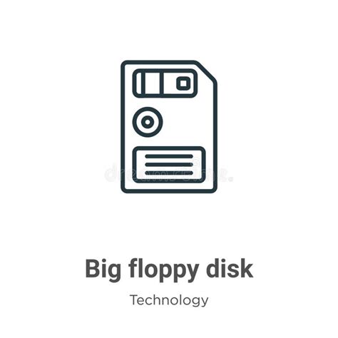 Big Floppy Disk Outline Vector Icon Thin Line Black Big Floppy Disk Icon Flat Vector Simple
