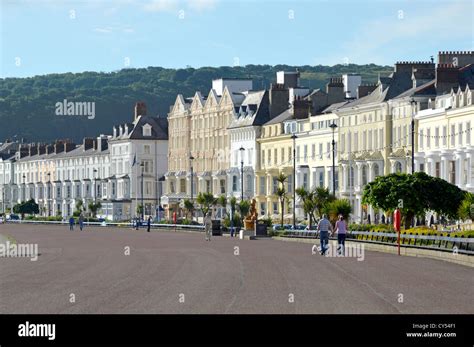 Llandudno Promenade And Seafront Hotels Early Morning Summertime With