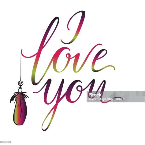 벡터 인사말 카드입니다 그라데이션 사랑 해요 새 깃털 비문 서 예 벡터 일러스트입니다 보편적인 사랑 우편입니다 개념에 대한 스톡 벡터 아트 및 기타 이미지 Istock