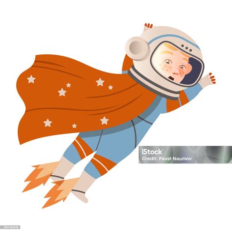 우주복을 입은 소년 우주비행사 디자인 요소는 어린이 인쇄 책 스티커 포스터 벡터 일러스트레이션에 사용할 수 있습니다 과학에 대한