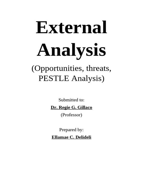 External Analysis Strategic Planning Pdf Swot Analysis Educational Technology