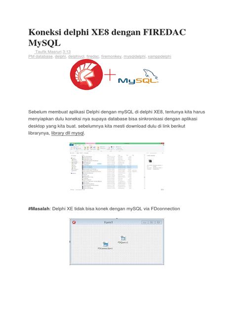 koneksi delphi xe8 dengan firedac mysql pdf