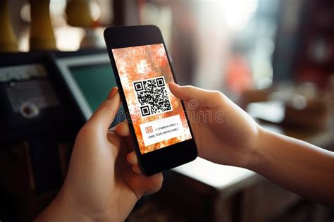 Woman Hand Using Mobile Phone Paying Via Mobile Qr Code Stock Illustration Illustration Of