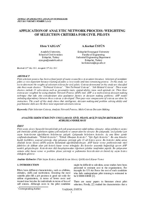 Pdf Application Of Analytic Network Process Weighting Of Selection