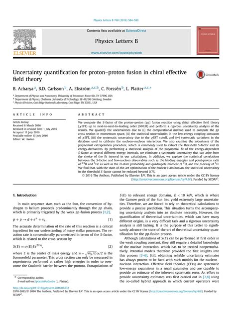SOLUTION: Uncertainty quantification for proton proton fusion in chiral effective field theory ...