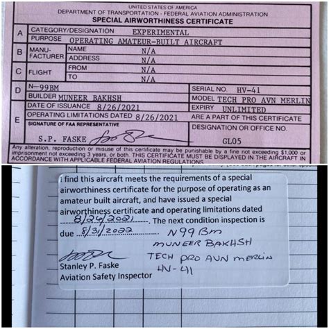 Muneer Bakhsh On Linkedin Today I Recieved The Faa Airworthiness Certificate For My Plane