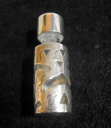 Small Hallmarked Silver Encased Glass Perfume Vial Phial Or Bottle