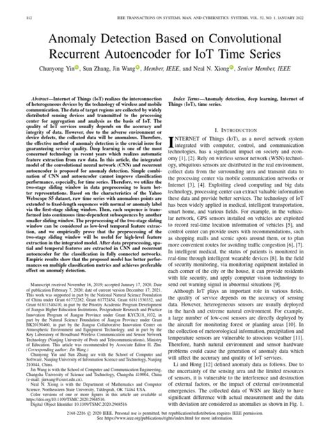 Anomaly Detection Based On Convolutional Recurrent Autoencoder For Iot Time Series Pdf Time