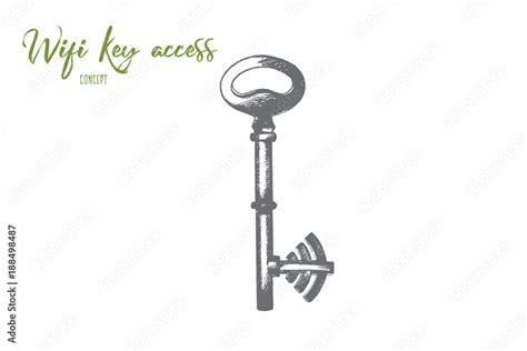 Wi Fi Key Access Concept Hand Drawn Key As Symbol Of Password For Wi Fi Network Protection Of