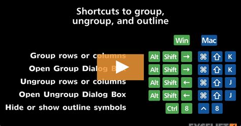 shortcuts to group ungroup and outline video exceljet
