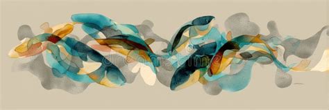 Abstract Ocean Shapes Create Fish Figure Flowing Patterns Neutral