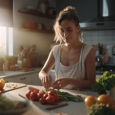 Premium Photo Woman In Kitchen Generative Ai
