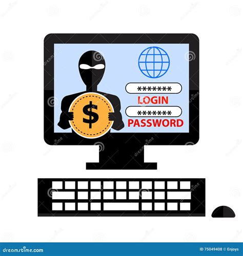 Phishing Risk Hacker Attack Password Identity Theft Illustration Stock