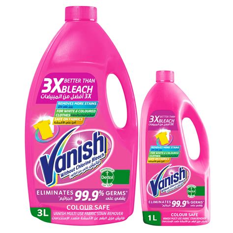 Vanish Fabric Stain Remover Liquid Colour Safe Pink 3 Litres 1 Litre