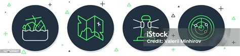 라인 해적 보물지도 등대 침몰 유람선 및 레이더를 목표 아이콘으로 설정하십시오 벡터 가라앉음에 대한 스톡 벡터 아트 및 기타 이미지 가라앉음 개수대 건강관리와 의술