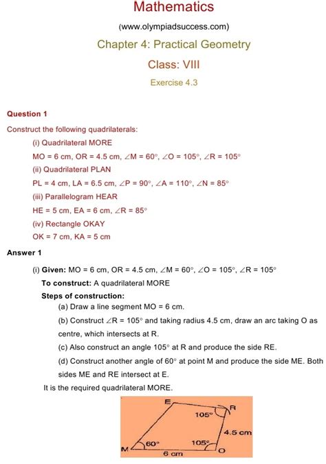 Ncert Solutions For Class 8 Mathematics Chapter 4 Practical Geometry