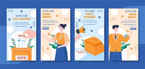 선거일 정치 소셜 미디어 스토리 템플릿 손으로 그린 만화 플랫 일러스트 레이 션 Nomination에 대한 스톡 벡터 아트 및