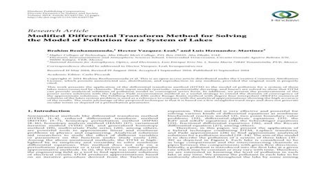 pdf modified differential transform method for solving the model of