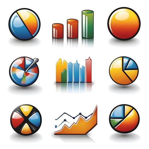 Set Of Icons Illustrating Different Chart Types With Visuals Of Bar