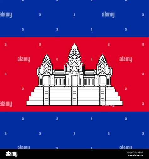 Cambodia Flag Solid Flat Vector Square With Sharp Corners Stock