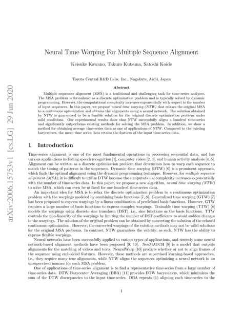 Neural Time Warping For Multiple Sequence Alignment Deepai