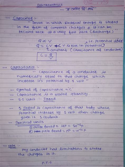 Electrostatics Capacitor 1 Pdf Capacitance Voltage