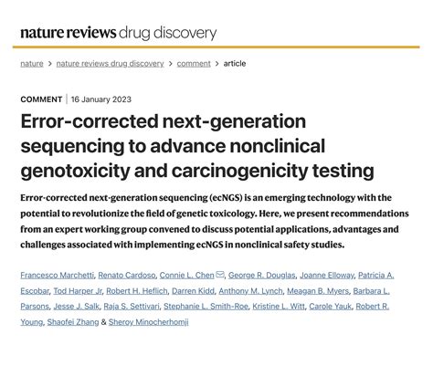 Error Corrected Next Generation Sequencing To Advance Nonclinical