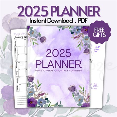 2025 Planner Pdf Printable Digital Book Daily Monthly Yearly Goodnotes