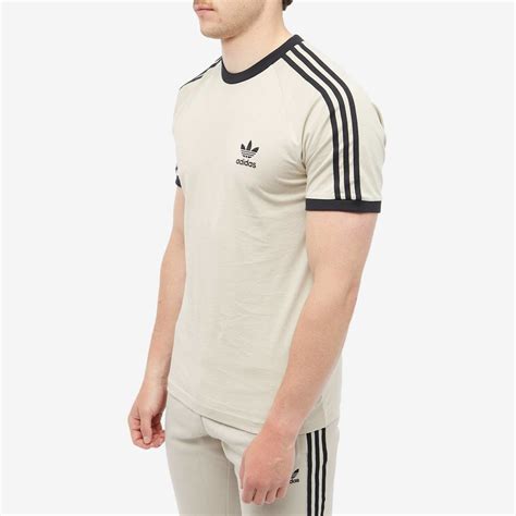Adidas Mens 3 Stripe T Shirt In Wonder Beige Adidas