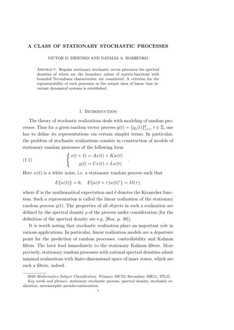 Pdf A Class Of Stationary Stochastic Processes