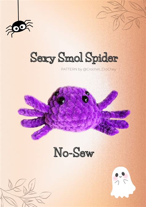 Boo Ty Small Spider No Sew Crochet Amigurumi Pdf Pattern Cute Spider With 4 Eyes 8 Legs And A