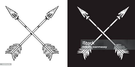 교차된 고대 화살의 그림 포스터 카드 배너 엠블럼 기호에 대한 디자인 요소 벡터 그림 0명에 대한 스톡 벡터 아트 및 기타