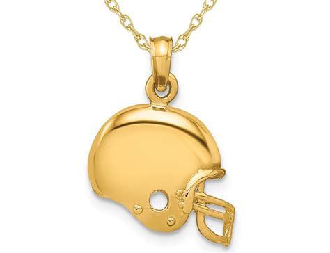 14k Yelllow Gold Football Helmet Pendant With Chain 758475889094 Ebay