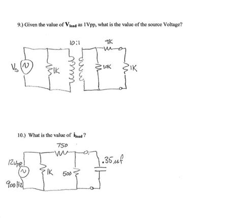 Solved 9 Given The Value Of Vload As 1Vpp What Is The Chegg Com