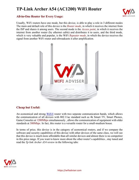 TP-Link Archer A54 (AC1200) WiFi Router by wifiadviser - Issuu