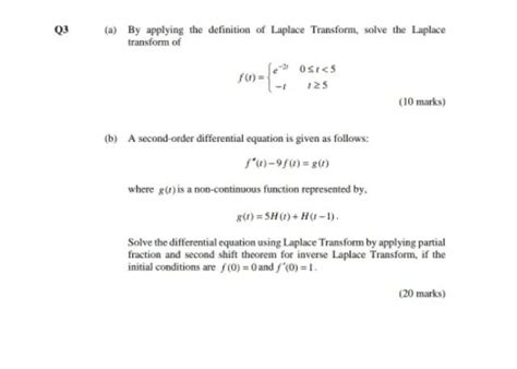 Solved Q A By Applying The Definition Of Laplace Chegg Com