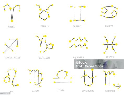 별자리 별자리 스타일의 모든 조디악 표지판 세트 조디악 기호 모음입니다 투명한 배경에 벡터 0명에 대한 스톡 벡터 아트 및 기타 이미지 Istock