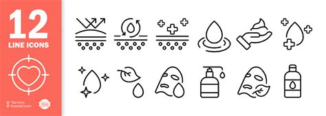 신 케어 세트 아이콘입니다 스크럽 크림 피부 보습 모공 청소 자외선 차단 여드름 크림 마스크 알로에 등 개인 관리 개념 비즈니스