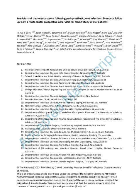 Pdf Predictors Of Treatment Success After Periprosthetic Joint Infection 24 Month Follow Up