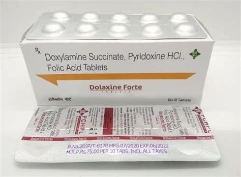 Doxylamine Succinate 20 Mg Pyridoxine Hcl 20 Mg Folic Acid 5 Mg Tablet Dolaxine Forte