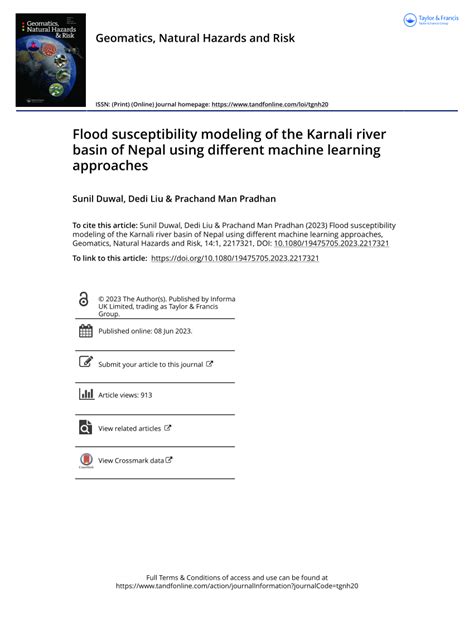 Pdf Flood Susceptibility Modeling Of The Karnali River Basin Of Nepal Using Different Machine