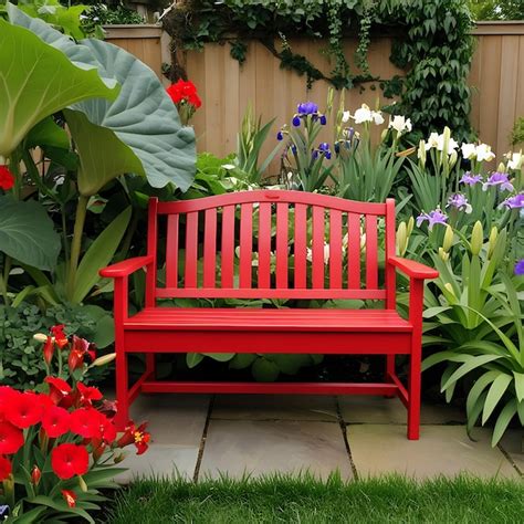 A Red Seat In The Yard Premium Ai Generated Image